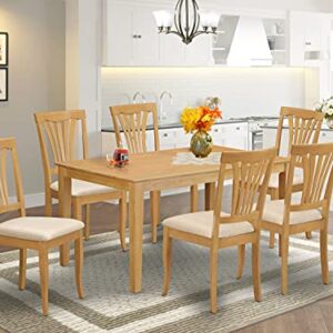 East West Furniture Capri 7 Piece Kitchen Table & Chairs Set Consist of a Rectangle Table and 6 Linen Fabric Dining Room Chairs, 36x60 Inch, Oak