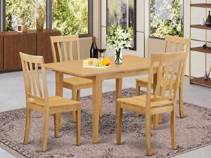 east west furniture noan5-oak-w 5 piece kitchen table & chairs set includes a rectangle dining room table with butterfly leaf and 4 dining chairs, 32x54 inch, oak