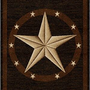 Rustic Lodge, Texas Star Area Rug, 5'3" W x 7'3" L, Black 3683