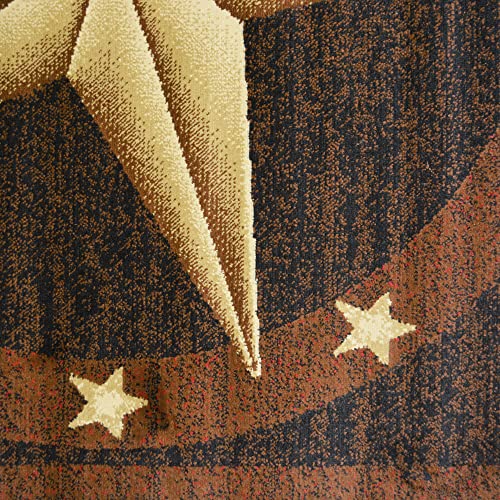 Rustic Lodge, Texas Star Area Rug, 5'3" W x 7'3" L, Black 3683