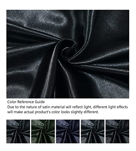 Pack of 2 Satin Pillowcases for Hair and Skin, Satin Pillow Cases Set of 2 Pillow Cover with Envelop Closure (Standard/Queen, Black)