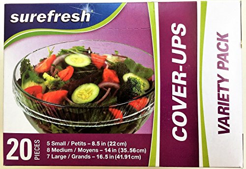 SureFresh Cover-Ups Food Covers, Elastic Stretch-to-Cover Variety Packs, Box of 20 (Pack of 8)