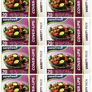 SureFresh Cover-Ups Food Covers, Elastic Stretch-to-Cover Variety Packs, Box of 20 (Pack of 8)