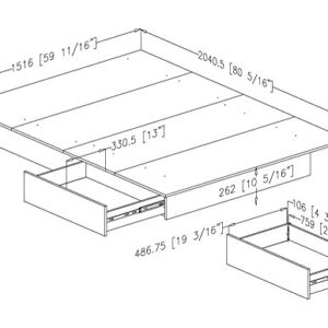 South Shore Step One Platform Bed Gray Oak, Contemporary