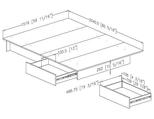 South Shore Step One Platform Bed Gray Oak, Contemporary