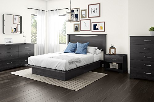 South Shore Step One Platform Bed Gray Oak, Contemporary