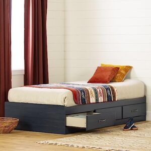 South Shore Ulysses Mates Bed with 3 Drawers, Twin 39-inch, Blueberry