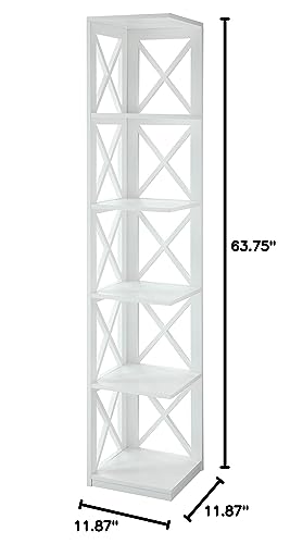 Convenience Concepts Oxford 5 Tier Corner Bookcase, White