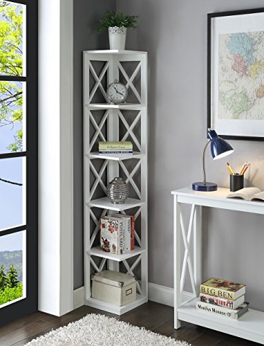 Convenience Concepts Oxford 5 Tier Corner Bookcase, White