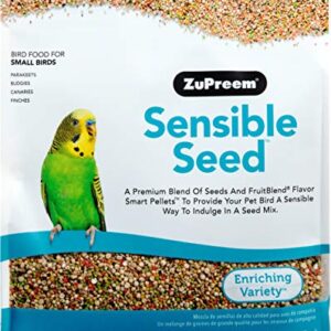 ZuPreem Sensible Seed Bird Food for Small Birds, 2 lb - Premium Blend of Seeds and FruitBlend Pellets for Parakeets, Budgies, Parrotlets, Canaries, Finches