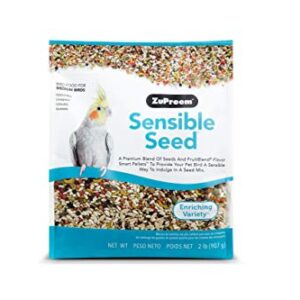 ZuPreem Sensible Seed Bird Food for Medium Birds, 2 lb Bag - Premium Blend of Seeds, FruitBlend Pellets for Lovebirds, Quakers, Small Conures, Cockatiels