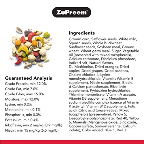 ZuPreem Sensible Seed Bird Food for Medium Birds, 2 lb Bag - Premium Blend of Seeds, FruitBlend Pellets for Lovebirds, Quakers, Small Conures, Cockatiels