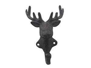 comfy hour antique and vintage animal collection cast iron deer single key coat hook clothes rack wall hanger, heavy duty, recycled