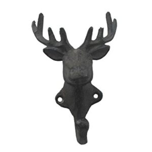 Comfy Hour Antique and Vintage Animal Collection Cast Iron Deer Single Key Coat Hook Clothes Rack Wall Hanger, Heavy Duty, Recycled