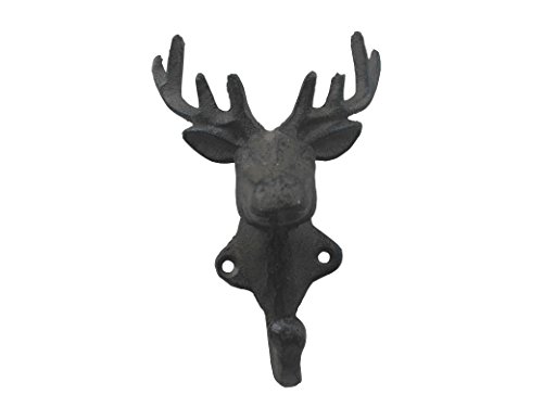 Comfy Hour Antique and Vintage Animal Collection Cast Iron Deer Single Key Coat Hook Clothes Rack Wall Hanger, Heavy Duty, Recycled