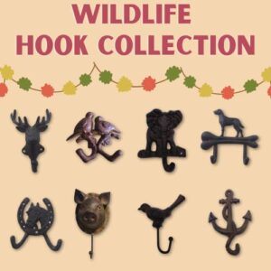 Comfy Hour Antique and Vintage Animal Collection Cast Iron Deer Single Key Coat Hook Clothes Rack Wall Hanger, Heavy Duty, Recycled