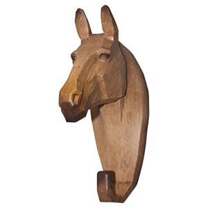 comfy hour wildlife collection horse head single coat hook, clothes rack, animal decorative wall hanger, brown, 7-inch polyresin