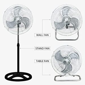 PrimeTrendz 3 in 1 (Stand + Desk + Wall Fan) High Velocity 18 Inch Industrial Grade Floor Stand Mount Oscillating Blower Fan