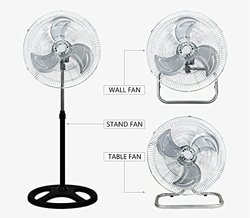 PrimeTrendz 3 in 1 (Stand + Desk + Wall Fan) High Velocity 18 Inch Industrial Grade Floor Stand Mount Oscillating Blower Fan