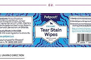 Petpost | Tear Stain Remover Wipes - 100 Presoaked Cotton Pads - Best Natural Eye Crust Treatment for White Fur - Maltese Angels Approved - Chemical and Bleach Free - 4 Oz.