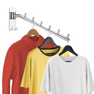 Bosszi 2-Pack Wall Mounted Folding Clothes Hanger Rack, Stainless Steel Clothes Hooks with Swing Arm Holder Space Saving Clothing Hanging System Closet Storage Organizer Heavy Duty Drying Rack