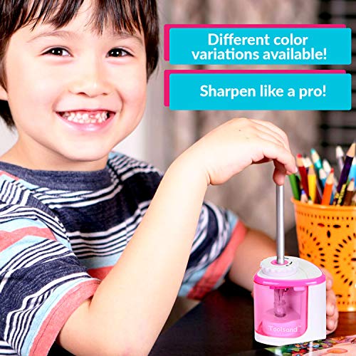 Electric Pencil Sharpener, Battery-Powered, Batteries Included, High-Speed Automatic, Best for Colored, No. 2 Wood Graphite Pencils, Home Office School Classroom Adults Kids, Straight Blade (Pink)