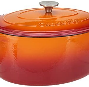 Crock Pot Artisan Oval Enameled Cast Iron Dutch Oven, 7-Quart, Sunset Orange