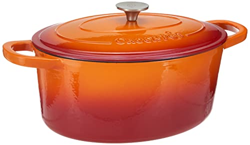 Crock Pot Artisan Oval Enameled Cast Iron Dutch Oven, 7-Quart, Sunset Orange