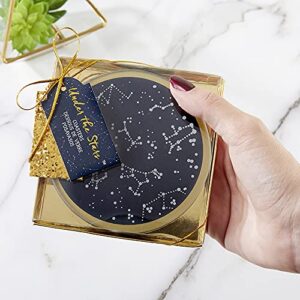 kate aspen under the stars coaster set, navy/gold/white