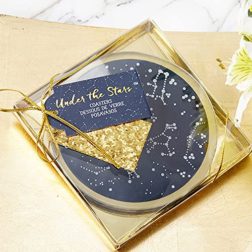 Kate Aspen Under the Stars Coaster Set, Navy/Gold/White