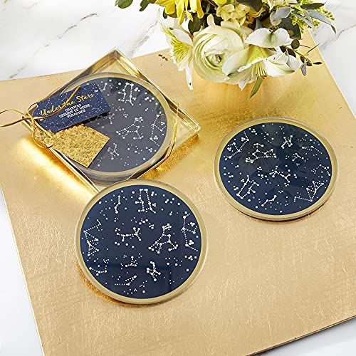 Kate Aspen Under the Stars Coaster Set, Navy/Gold/White