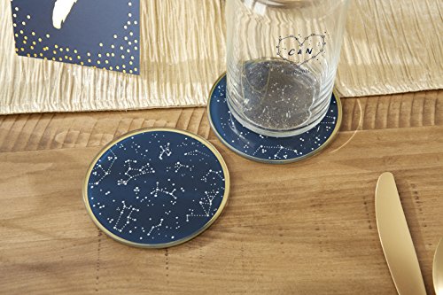 Kate Aspen Under the Stars Coaster Set, Navy/Gold/White