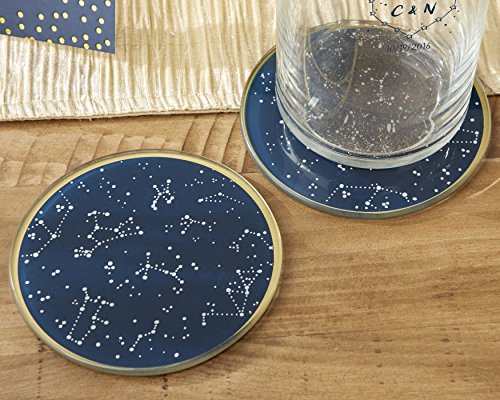 Kate Aspen Under the Stars Coaster Set, Navy/Gold/White