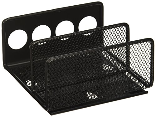 Safco Products 3611BL Onyx Mesh Organizer Tray | Steel Construction | Durable Powder Coat Finish | Fits with Magnetic Marker Boards | 5.25"W x 5.25"D x 2.5"H