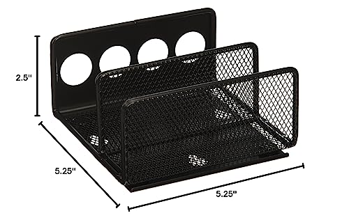 Safco Products 3611BL Onyx Mesh Organizer Tray | Steel Construction | Durable Powder Coat Finish | Fits with Magnetic Marker Boards | 5.25"W x 5.25"D x 2.5"H