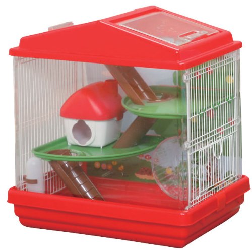 IRIS USA Hamster and Gerbil Pet Cage, 3-Tier, Red