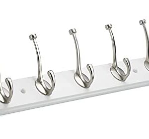 Richelieu Hardware T030210195 Transitional Hook Rack 25-5/8 in (650 mm), White and Brushed Nickel