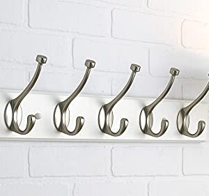 Richelieu Hardware T030210195 Transitional Hook Rack 25-5/8 in (650 mm), White and Brushed Nickel