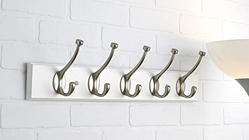 Richelieu Hardware T030210195 Transitional Hook Rack 25-5/8 in (650 mm), White and Brushed Nickel