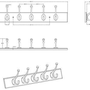 Richelieu Hardware T030210195 Transitional Hook Rack 25-5/8 in (650 mm), White and Brushed Nickel