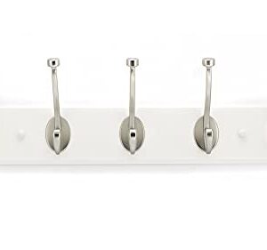 Richelieu Hardware T030210195 Transitional Hook Rack 25-5/8 in (650 mm), White and Brushed Nickel