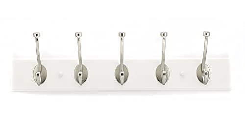 Richelieu Hardware T030210195 Transitional Hook Rack 25-5/8 in (650 mm), White and Brushed Nickel