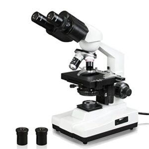 Vision Scientific VME0007B-100-LD Binocular Compound Microscope, 10x WF Eyepieces, 40x—1000x Magnification, LED Illumination, Coaxial Coarse & Fine Focus, 1.25 N.A. Abbe Condenser