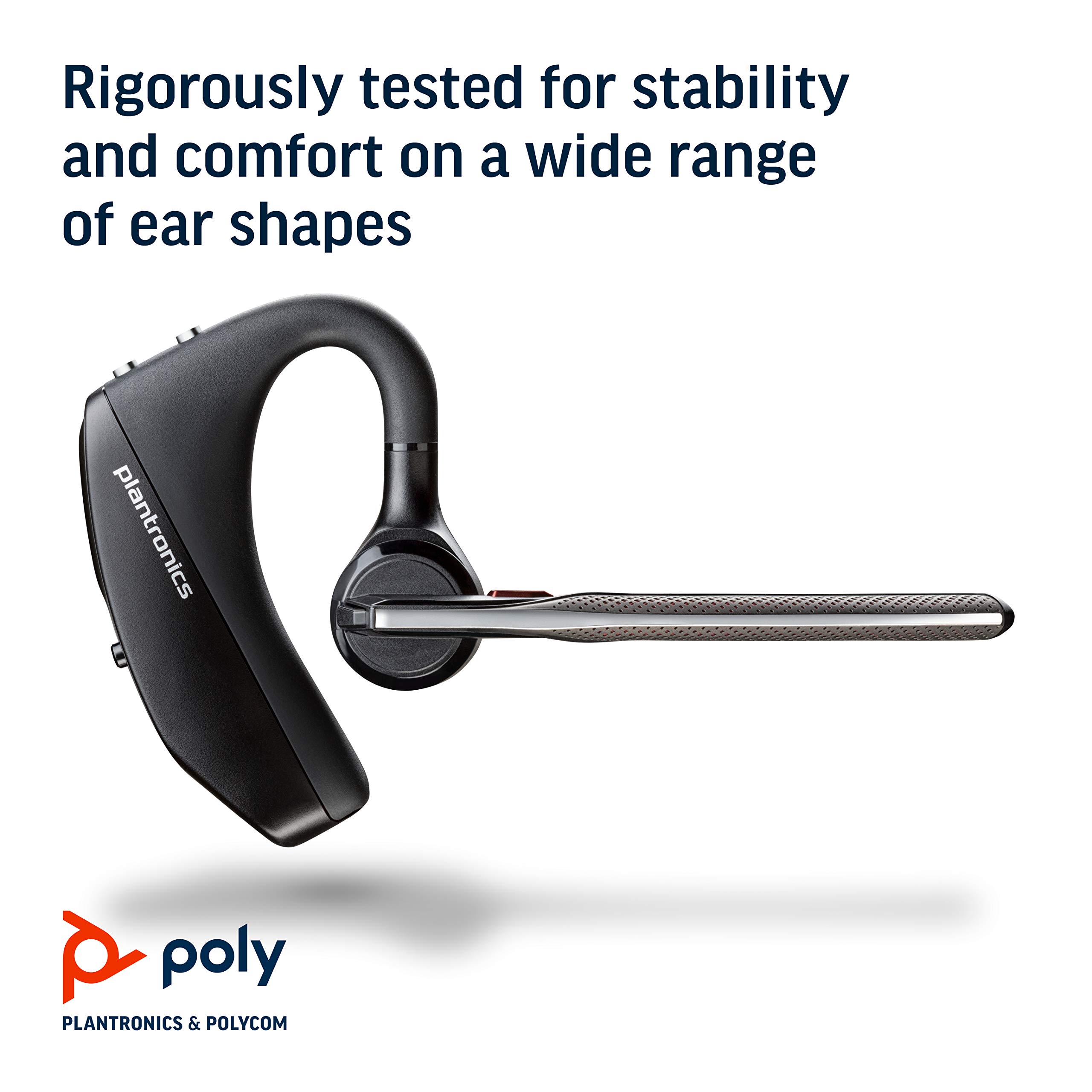 Poly Voyager 5200 Wireless Headset (Plantronics) - Single-Ear Bluetooth Headset w/Noise-Canceling Mic - Ergonomic Design - Voice Controls - Lightweight - Connect to Mobile/Tablet via Bluetooth