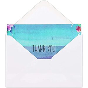 Blank Thank You Cards and Envelopes, Cute Watercolor Greeting Cards (4 x 6 In, 48 Pack)