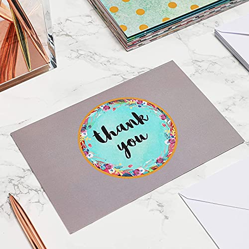 Blank Thank You Cards and Envelopes, Cute Watercolor Greeting Cards (4 x 6 In, 48 Pack)