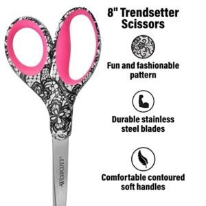 Westcott Trendsetter Straight Lace Pattern Scissor, 8" (16660),Multi