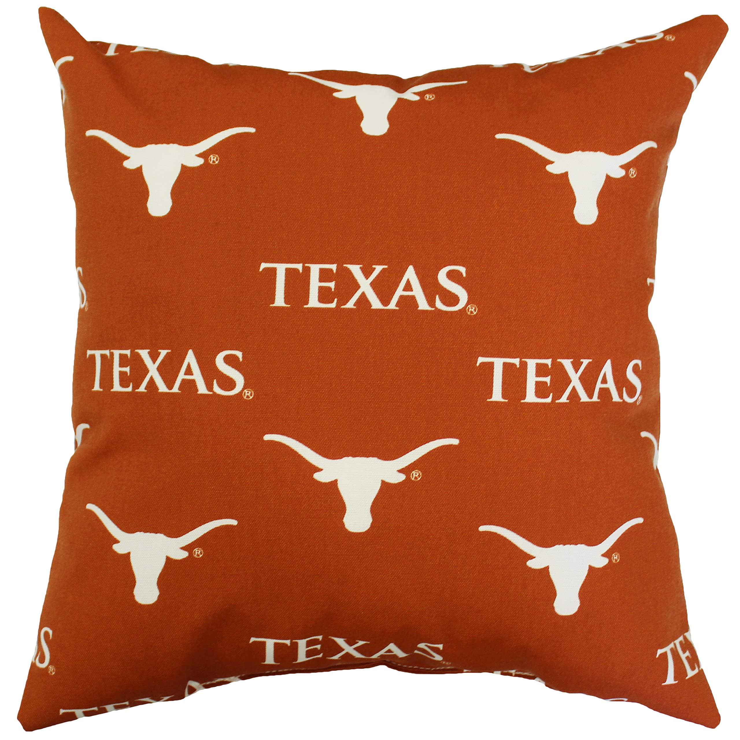 College Covers Outdoor Decorative Pillow Pillow, 16" X 16", Texas Longhorns