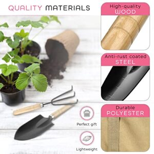 Gardening Tools Set - Stainless Steel Garden Tools with Shovel Trowel Fork Rake Weeder Water Mister, Gardening Gloves, Perfect Gardening Gift for Women