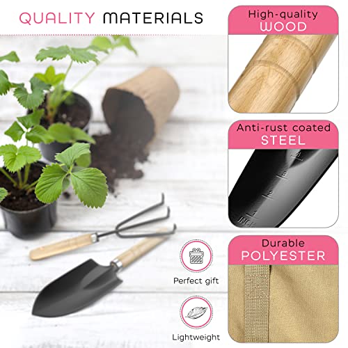 Gardening Tools Set - Stainless Steel Garden Tools with Shovel Trowel Fork Rake Weeder Water Mister, Gardening Gloves, Perfect Gardening Gift for Women